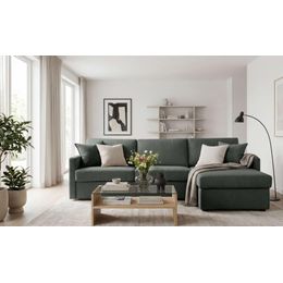Schlafsofa Home Affaire "GOLDPOINT Ecksofa 264 cm, Liegefl&auml;che (140/200cm), L-Form", grau, B:264cm H:85cm T:157cm, Bezug: 100% Polyester, Sofas, Schlafsofa, Bettfunktion, Bonell-Federkernmatratze und Dauerschl&auml;fer-Funktion