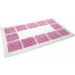 Badematte Mesana "Karo Melange, Badvorleger, Badezimmer Teppich" Gr. 2, pink, H:15mm, Baumwolle, Badematten, Badematte, modernes Design, mit Bord&uuml;re, rechteckig & quadratisch erh&auml;ltlich
