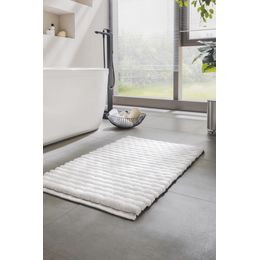 Badematte Kleine Wolke "Avera, Badvorleger, Badezimmer Teppich", wei&szlig; (polarwei&szlig;), H:50mm, Baumwolle, Polyester, Badematten, Badematte, Badteppich, Uni Farben, handgewebt, quadratisch & rechteckig