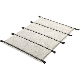Badematte Kleine Wolke "Travis, Badvorleger, Badezimmer Teppich", beige (natur), H:14mm, Baumwolle, Badematten, Badematte, Badteppich, gestreift mit Quasten, reine Baumwolle, waschbar