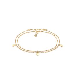 Fu&szlig;kette Elli "Ball Basic 2er Set 925 Sterling Silber" Gr. 22, gold, Fu&szlig;ketten, Damen, 22cm, Silber 925 (Sterlingsilber)
