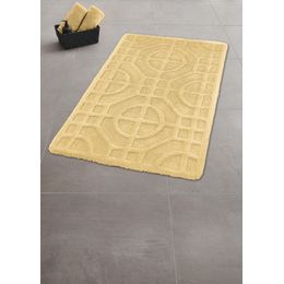 Badematte Kleine Wolke "Mosaic, Badvorleger, Badezimmer Teppich", beige (solaris), H:14mm, Baumwolle, Badematten, Badematte, Badteppich, Uni Farben, Hoch/Tief Effekt, reine Baumwolle