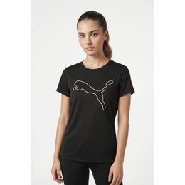 Trainingsshirt Puma "W TAD ESSENTIAL LOGO TEE", Damen, Gr. M, schwarz (Puma schwarz), Jersey, Obermaterial: 100% Polyester, regular fit normal, Rundhals, Shirts, Kurzarm, Sportmode, mit Rundhalsausschnitt