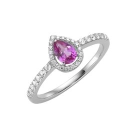 Silberring "synth. Saphir, Zirkonia wei&szlig;, Silber 925" Gr. 58, pink, Giorgio Martello MILANO, Fingerringe, Damen, 58, Silber 925 (Sterlingsilber), Silberring