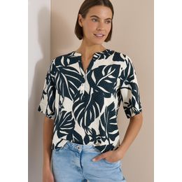Shirtbluse Cecil, Damen, Gr. L (42), palm breeze gr&uuml;n, Web, Obermaterial: 100% Viskose, gebl&uuml;mt, l&auml;ssig geschnitten h&uuml;ftbedeckend, Rundhals, abgesteppte Kante, Blusen, Kurzarm Sommerbluse mit Split Neck