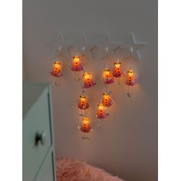 Konstsmide LED-Lichterkette "Weihnachtsdeko", pink, Dioden 10 Stk. Flammen 10 Stk., Kabell&auml;nge 5m x Gesamtl&auml;nge 6,35m, Lichterketten, LED Dekolichter, Pinke Engel, an/aus Schalter, 10 warm wei&szlig;e Dioden