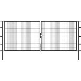 Zaundoppelt&uuml;r Alberts "Flexo", grau (anthrazit), B:400cm H:160cm, Stahl, Tore, 400 cm Breite, in versch. H&ouml;hen
