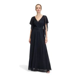 Abendkleid Vera Mont "Damen im Glitzer-Look", Damen, Gr. 38, Normalgr&ouml;&szlig;en, blau (dunkelblau, grau), Netz, Obermaterial: 100% Polyester. Besatz: 100% Polyester. Futter: 100% Polyester, tailliert lang, V-Ausschnitt, Kleider Abendkleid, Falten