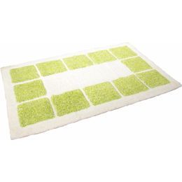 Badematte Mesana "Karo Melange, Badvorleger, Badezimmer Teppich" Gr. 1, gr&uuml;n, H:15mm, Baumwolle, Badematten, Badematte, modernes Design, mit Bord&uuml;re, rechteckig & quadratisch erh&auml;ltlich