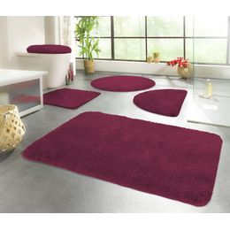 Badematte Kinzler "Chaozhou, Badvorleger, Badezimmer Teppich" Gr. 2, rot (bordeaux), H:20mm, Polyester, Badematten, Badematte, Badteppich, Uni Farben, weich, als rechteckig, rund & Set erh&auml;ltlich