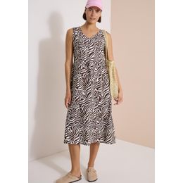 Midikleid Cecil, Damen, Gr. XXL (46), N-Gr, braun (braun cacao), Web, Obermaterial: 100% Viskose, ca. Mitte Wade, V-Ausschnitt, Kleider Midikleid, V-Ausschnitt, abstrahierter Zebraprint, V-Ausschnitt, Sommerkleid