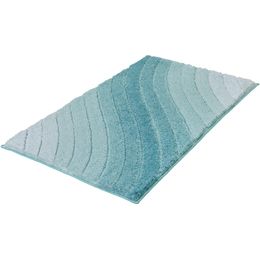 Badematte Kleine Wolke "Tender, Badvorleger, Badezimmer Teppich" Gr. 1, blau, H:20mm, Polyester, Badematten, Badematte, Badteppich, Wellen Design, mit Farbverlauf, Hoch-Tief Effekt, waschbar