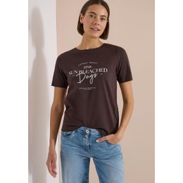 Print-Shirt Cecil "Style Lea", Damen, Gr. L (42), braun cacao, Jersey, Obermaterial: 100% Baumwolle, bedruckt, regular fit normal, Rundhals, Shirts, Sommershirt, Rundhals, Baumwolle, bedruckt