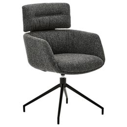 Dieter Knoll Collection Dieter Knoll Armlehnstuhl, Schwarz, Dunkelgrau, Metall, Textil, Drehkreuz, Lederauswahl, Stoffauswahl, Sitzfl&auml;che 360&deg; drehbar, Esszimmer, St&uuml;hle, Esszimmerst&uuml;hle, Armlehnenst&uuml;hle