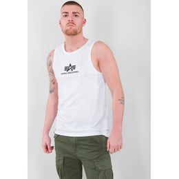 Tanktop Alpha Industries "BASIC TANK", Herren, Gr. L, wei&szlig;, Single Jersey, Obermaterial: 100% Baumwolle, bedruckt, k&ouml;rpernah h&uuml;ftbedeckend, tiefer Rundhals, Tops Tanktop
