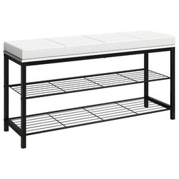 Mid.you Schuhregal Taliro, Schwarz, Wei&szlig;, Metall, Holzwerkstoff, 90x48x30 cm, stehend, Garderobe, Schuhaufbewahrung, Schuhregale