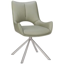 CARRYHOME Stuhl, Gr&uuml;n, Edelstahl, Metall, Textil, Drehkreuz, 57x85.5x62 cm, Typenauswahl, Sitzfl&auml;che 360&deg; drehbar, inklusive Armlehnen, Esszimmer, St&uuml;hle, Esszimmerst&uuml;hle