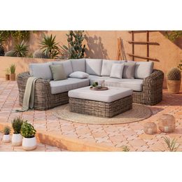 Ambia Garden Loungegarnitur, Natur, Holz, Metall, Kunststoff, Textil, Akazie, F&uuml;llung: Polyurethan (PUR),Polyurethan (Pur), 266x73x266 cm, Loungem&ouml;bel, Gartenlounge-Sets