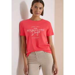 Print-Shirt Cecil "Style Lea", Damen, Gr. L (42), coral, Jersey, Obermaterial: 100% Baumwolle, bedruckt, regular fit normal, Rundhals, Shirts, Sommershirt, Rundhals, Baumwolle, bedruckt