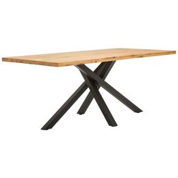 Valdera Esstisch, Wildeiche, Holz, Wildeiche, massiv, rechteckig, Sternfu&szlig;, 100x76x200 cm, FSC 100%, in verschiedenen Gr&ouml;&szlig;en erh&auml;ltlich, Variantenauswahl, Esszimmer, Tische, Esstische, Baumkantentische