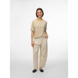 V&eacute;ro Moda Kurzarmshirt VERO MODA "VMLUNA 2/4 BOATNECK TOP JRS NOOS", Damen, Gr. M, pumice stone, Jersey, Obermaterial: 76% Polyester, 20% Viskose, 4% Elasthan, unifarben, regular fit normal, U-Boot-Ausschnitt, Shirts, Materialmix, regular fit