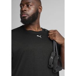 Trainingsshirt Puma "M TAD ESSENTIALS HEATHER CAT TEE (CF SMALL CAT)", Herren, Gr. L, schwarz (Puma schwarz heather), Jersey, Obermaterial: 100% Polyester, regular fit normal, Rundhals, Shirts, Basic-T-Shirt, Kurzarm, f&uuml;r Sportmode