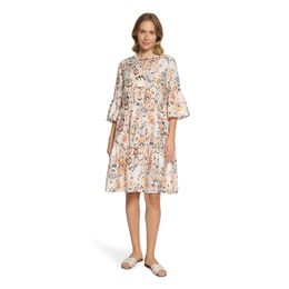 BETTY & CO Sommerkleid BETTY & CO "Damen mit Print", Damen, Gr. 38, Normalgr&ouml;&szlig;en, cream, rot, Obermaterial: 85% Viskose, 15% Polyamid, l&auml;ssig geschnitten kurz, Rundhals, Kleider Sommerkleid