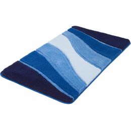 Badematte Kleine Wolke "Ocean, Badvorleger, Badezimmer Teppich" Gr. 2, blau (royalblau), H:23mm, Kunstfaser, Badematten, Badematte, Badteppich, Wellen Design, mit Farbverlauf, Hoch-Tief Effekt, waschbar