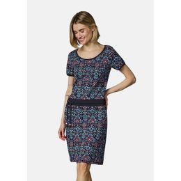 Minikleid Ragwear "Baomi Print YOUMODO", Damen, Gr. XXL (44), Normalgr&ouml;&szlig;en, navy, Sweatware, Material: 100% Baumwolle, tailliert ca. Mitte Oberschenkel, Rundhals, &Auml;rmel ohne &Auml;rmelschlitz Rippb&uuml;ndchen, Kleider Minikleid, Gemustertes kurzes Sommerkleid mit Taillenkordel
