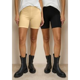 Radlerhose Tamaris "aus softer Jersey-Qualit&auml;t mit bequemem Gummizug", Damen, Gr. 34, N-Gr, schwarz (puder, schwarz), Jersey, Obermaterial: 95% Baumwolle, 5% Elasthan. Obermaterial wei&szlig;: 95% Baumwolle, 5% Elasthan, Basic, sehr figurbetont kurz, Hosen Radlerhose, zum Unterziehen unter Kleidern und R&ouml;cken - im Set, Topseller