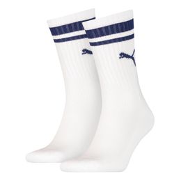 Socken Puma "Puma UNISEX HERITAGE CREW SOCK", Herren, Gr. 39-42, wei&szlig; (wei&szlig;, blau), Baumwollmischung, normal, Socken Socken, Komfort-Passform, gepolsterte Sohle