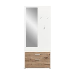 Garderobe 3-teilig Wei&szlig;, Eichefarben