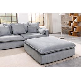 Riess Ambiente Gro&szlig;er Sitzhocker HEAVEN 100cm hellgrau Cord Federkern Sofahocker abnehmbarer Bezug Riess-Ambiente Landhaus Modern Skandinavisch