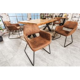 Riess Ambiente Design Stuhl MUSTANG antik braun Microfaser mit Armlehne Polsterstuhl Riess-Ambiente Esszimmerstuhl K&uuml;chenstuhl Industrie & Loft Retro