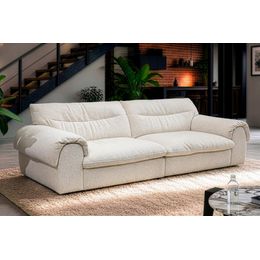 Riess Ambiente 4-Sitzer Sofa SIXTH SENSE 245cm beige Boucl&eacute;-Strickstoff mit Nosagfederung und Daunenfedern Riess-Ambiente Wohnzimmer Modern Skandinavisch