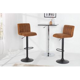 Riess Ambiente Drehbarer Barhocker PORTLAND vintage braun Microfaser Barstuhl mit Lehne h&ouml;henverstellbar Polsterstuhl Riess-Ambiente f&uuml;r K&uuml;che Tresenhocker...