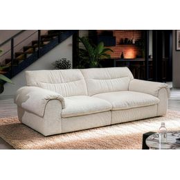 Riess Ambiente 3-Sitzer Sofa SIXTH SENSE 210cm beige Boucl&eacute;-Strickstoff mit Nosagfederung und Daunenfedern Riess-Ambiente Wohnzimmer Modern Skandinavisch