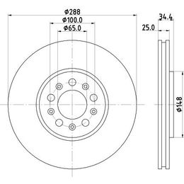 Hella Bremsscheibe 8dd355107611 288mm 25mm f&uuml;r VW (SVW) (FAW) Skoda