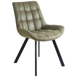 Livetastic Stuhl, Schwarz, Olivgr&uuml;n, Metall, Textil, Flachrohr, 56x84x60 cm, Esszimmer, St&uuml;hle, Esszimmerst&uuml;hle, Vierfu&szlig;st&uuml;hle