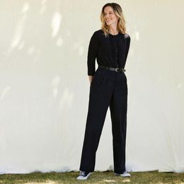 LANDS' END Chinohose High Waist mit weitem Bein, Damen,  Schwarz, Baumwolle/Elasthan, by Lands' End