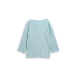 Tom Tailor Damen Langarmshirt mit Ottoman-Struktur, gr&uuml;n, Uni, Gr. M