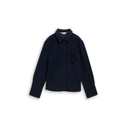Tom Tailor Damen Loose Fit Cordbluse, blau, Uni, Gr. 46