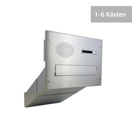 DV-Serie Edelstahl Mauerdurchwurf Briefkasten mit Sprechsieb - Tiefe 23-50 cm