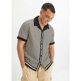 bonprix Kurzarmhemd aus Leinen-Mix in Regular Fit, beige, Gr.41/42 (L), Modisches bedrucktes Kurzarmhemd mit Leinen Anteil im Regular Fit, aus Leinen