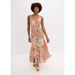 bonprix Jersey-Tr&auml;gerkleid aus softem Viskose-Mix, orange, Gr.52/54 (XXL), bedrucktes Jersey-Tr&auml;gerkleid aus softem Viskose-Mix mit Spaghetti-Tr&auml;gern, aus Viskose