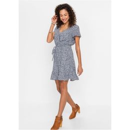 bonprix Minikleid aus nachhaltiger Viscose, blau, Gr.54, Kurzes Sommerkleid aus nachhaltiger Viskose
