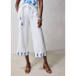 bonprix Leinen-Culotte mit G&uuml;rtel (2 tlg. Set), wei&szlig;, Gr.38, sch&ouml;ne Premium Leinen-Culotte mit passendem Bindeg&uuml;rtel und schm&uuml;ckender Stickerei, aus Leinen