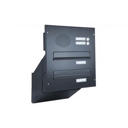 Renz 2er Mauerdurchwurf Briefkastenanlage in RAL 7016 mit Busch-Jaeger Sprechanlage in anthrazit - D-041