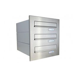 Renz 3er Edelstahl Mauerdurchwurf Briefkastenanlage - B-04