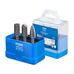 Pferd TOOLS Hartmetall Hochleistungsfr&auml;sstift Set 1907 INOX 3-tlg. &Oslash; 12mm Schaft-&Oslash; 6 mm f&uuml;r Edelstahl (21901907)
